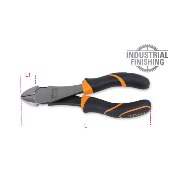 Heavy duty diagonal cutting nippers, bi-material handles, industrial finish 1084GBM – Beta Tools
