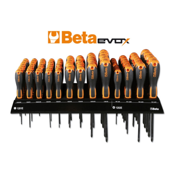 Wall-mounted display with 82 screwdrivers 1203E/E1P – Beta Tools