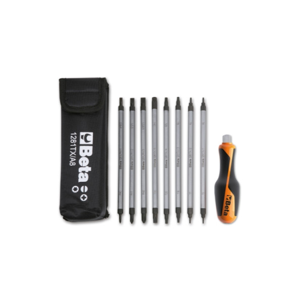 Assortment of 8 reversible screwdrivers and 1 accessory in case 1281BG ...