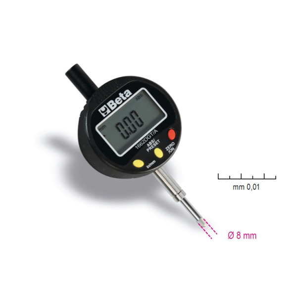Digital dial indicator, reading to 0.01 mm 1662DGT/A – Beta Tools