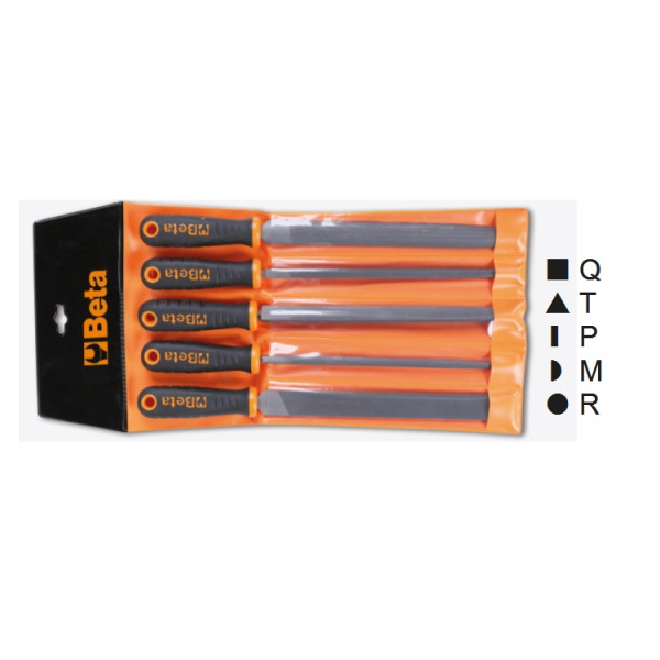 Set of 5 rough files, with handles, in wallet 1719BMD...B5 – Beta Tools