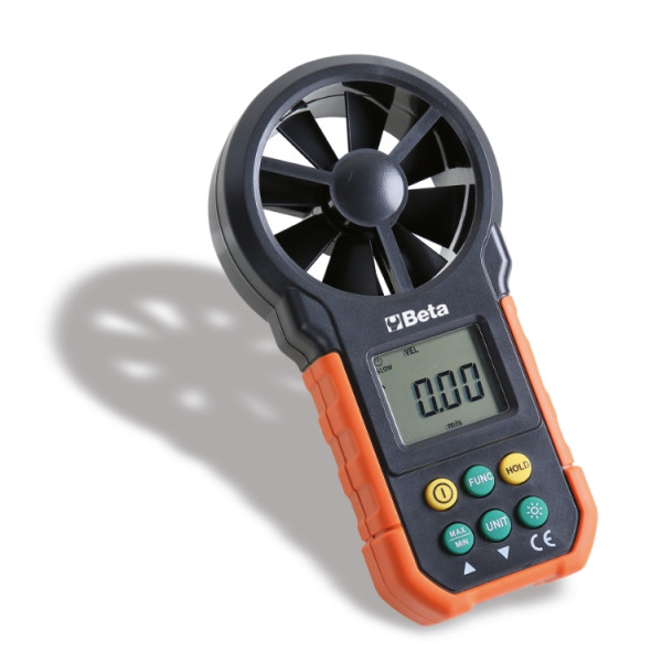 Digital anemometer with fan sensor body exterior made of non-slip ...