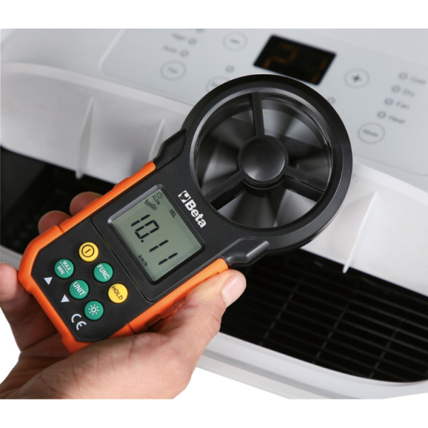 Digital anemometer with fan sensor body exterior made of non-slip ...
