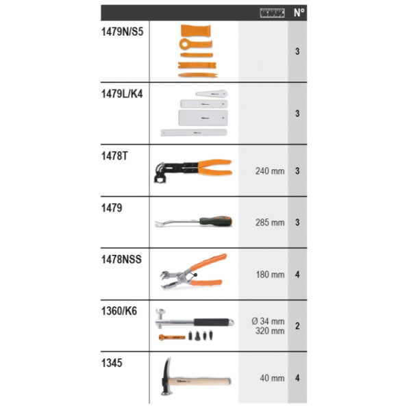 Assortment of 22 tools, with hooks without panel 6600 M/811 – Beta Tools