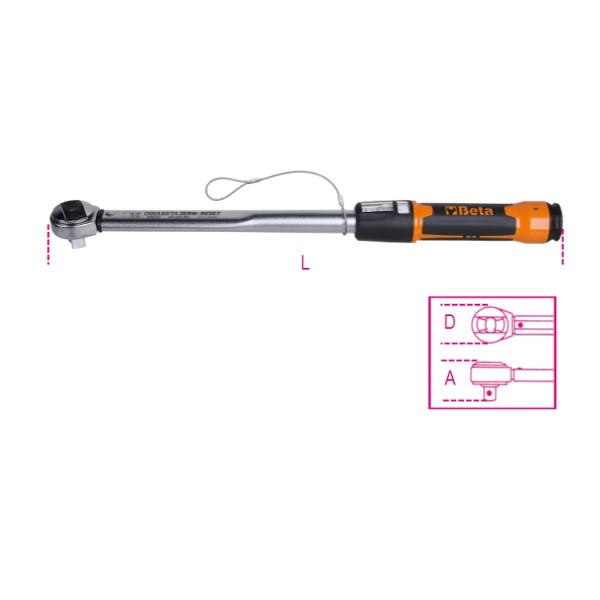 ZERO-RESET click-type torque wrench for right-hand tightening, with H-SAFE tethered system 666HS ...