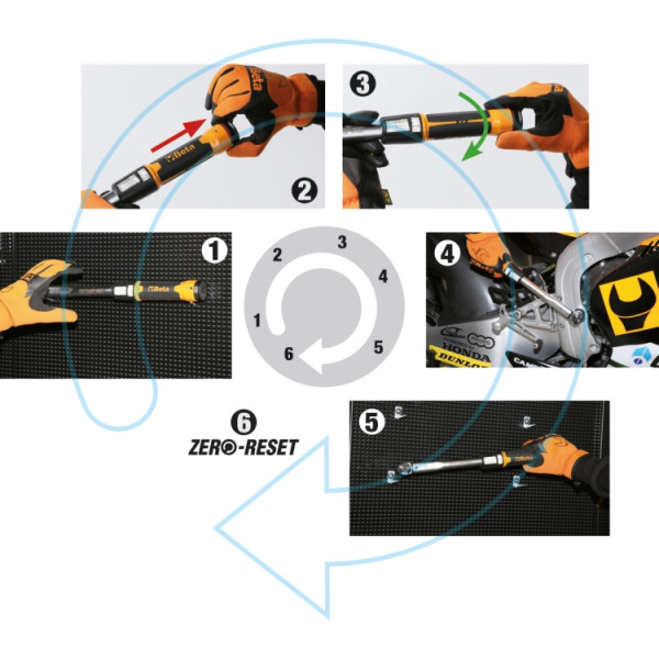 ZERO-RESET click-type torque wrench for right-hand tightening, with H-SAFE tethered system 666HS ...