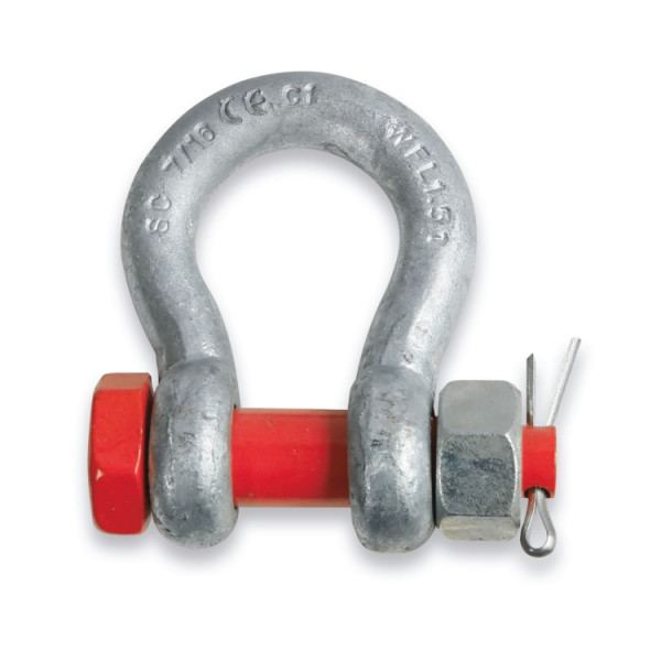 Bow shackles with safety bolt, high-tensile alloy steel, hot-dip ...
