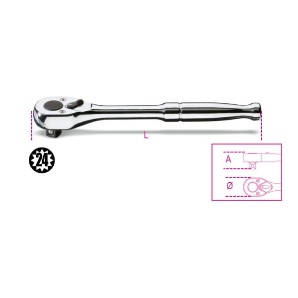 3/8” drive reversible ratchet with metal handle 910M/55 – Beta Tools