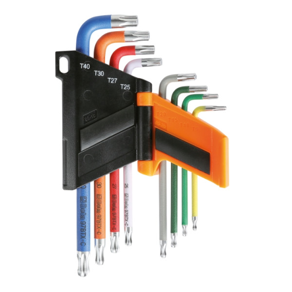 Set of 8 coloured ball head offset key wrenches, for Torx® head screws ...