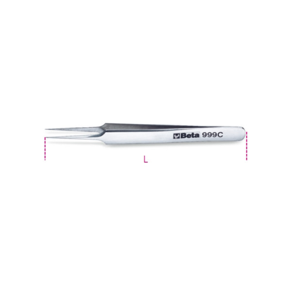 Extra slim straight end spring tweezers, acid and magnetic resistant ...