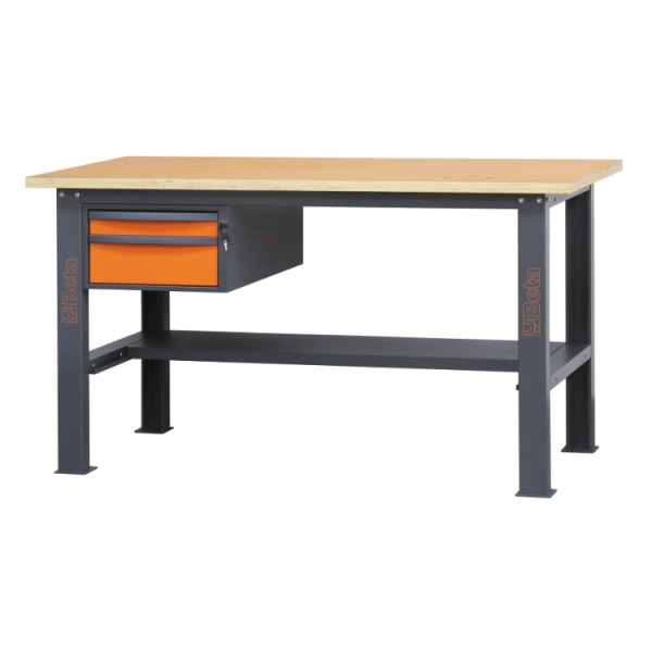 Workbench, 1.6 m long, with wood worktop and 2 drawers C58BC-W1,6 2C ...