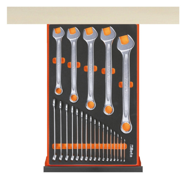 Workbench, 2.1 m long, with wood worktop, 6 drawers and door module C58BC-W2,1 6CA – Beta Tools