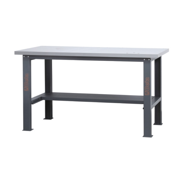 Simple workbench with worktop made from stainless steel coated MDF, 1.6 m long C58BC-X1,6 – Beta ...