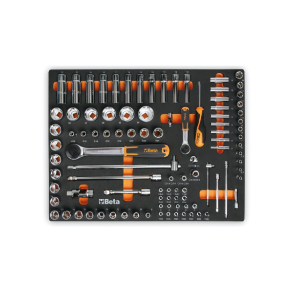 EVA foam tray with 1/4" and 1/2" long sockets MM100 – Beta Tools