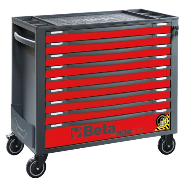 Mobile roller cab with 9 drawers, with anti-tilt system, long model RSC24AXL/9 – Beta Tools