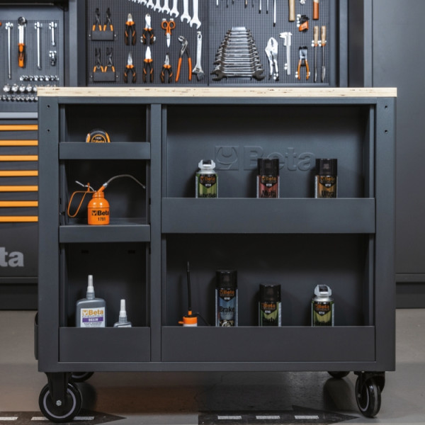 Mobile roller cab with 7 drawers, with wood worktop and anti-tilt system, long model RSC24AXLP/7 ...