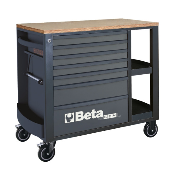 Mobile roller cab with 7 drawers and side shelves RSC24L/7 – Beta Tools